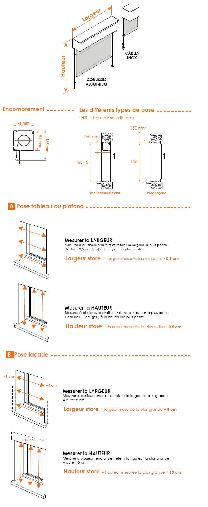 Store vertical extérieur Coffre - Fenêtre Grande Largeur